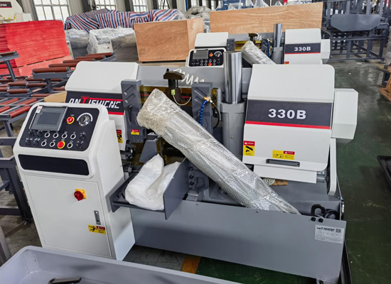 2 sets Fully Automatic Dual Column Metal Band Saw Machine 330B with ...